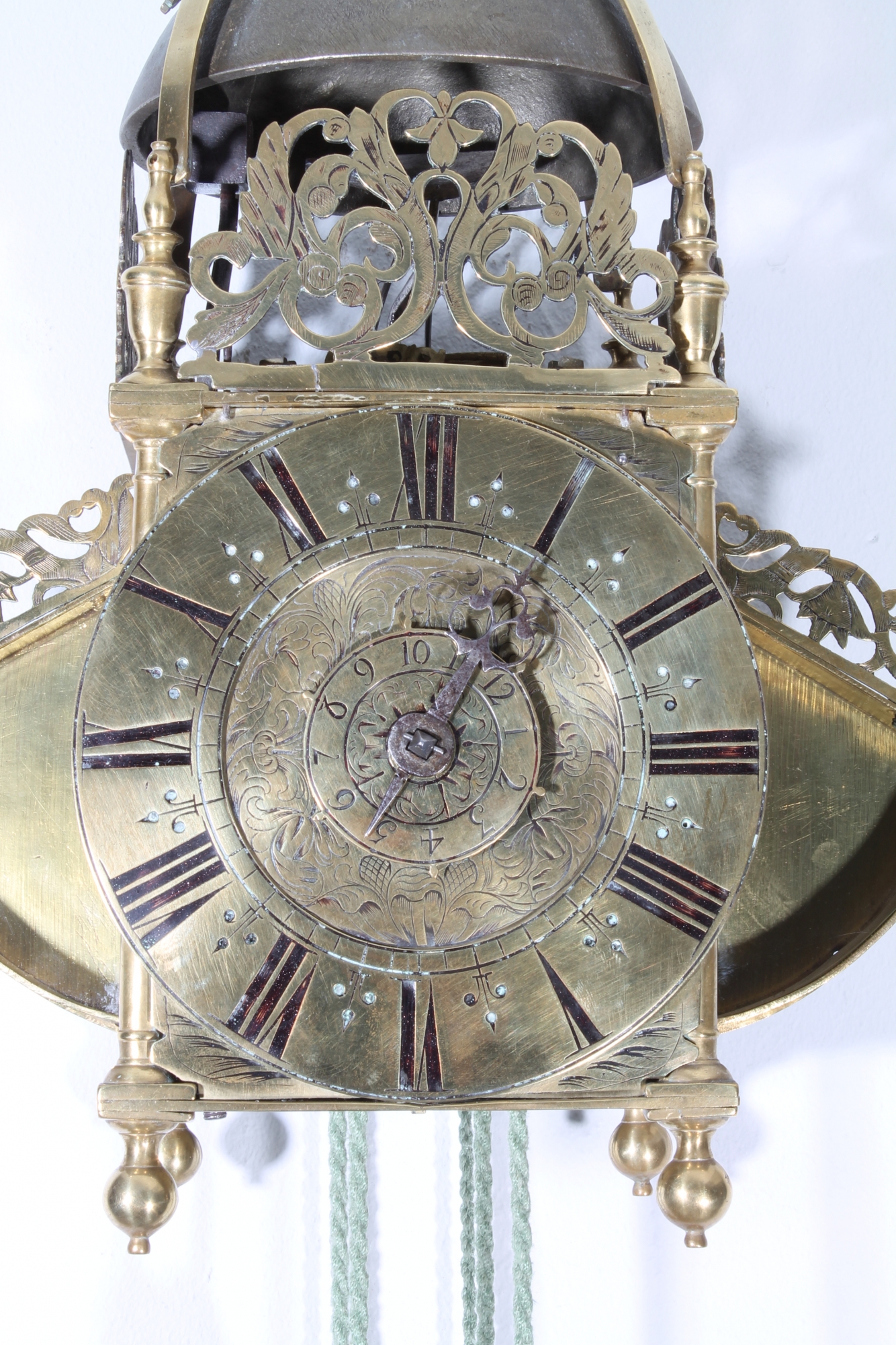A good English brass striking and alarm 'wings' lantern clock, circa ...