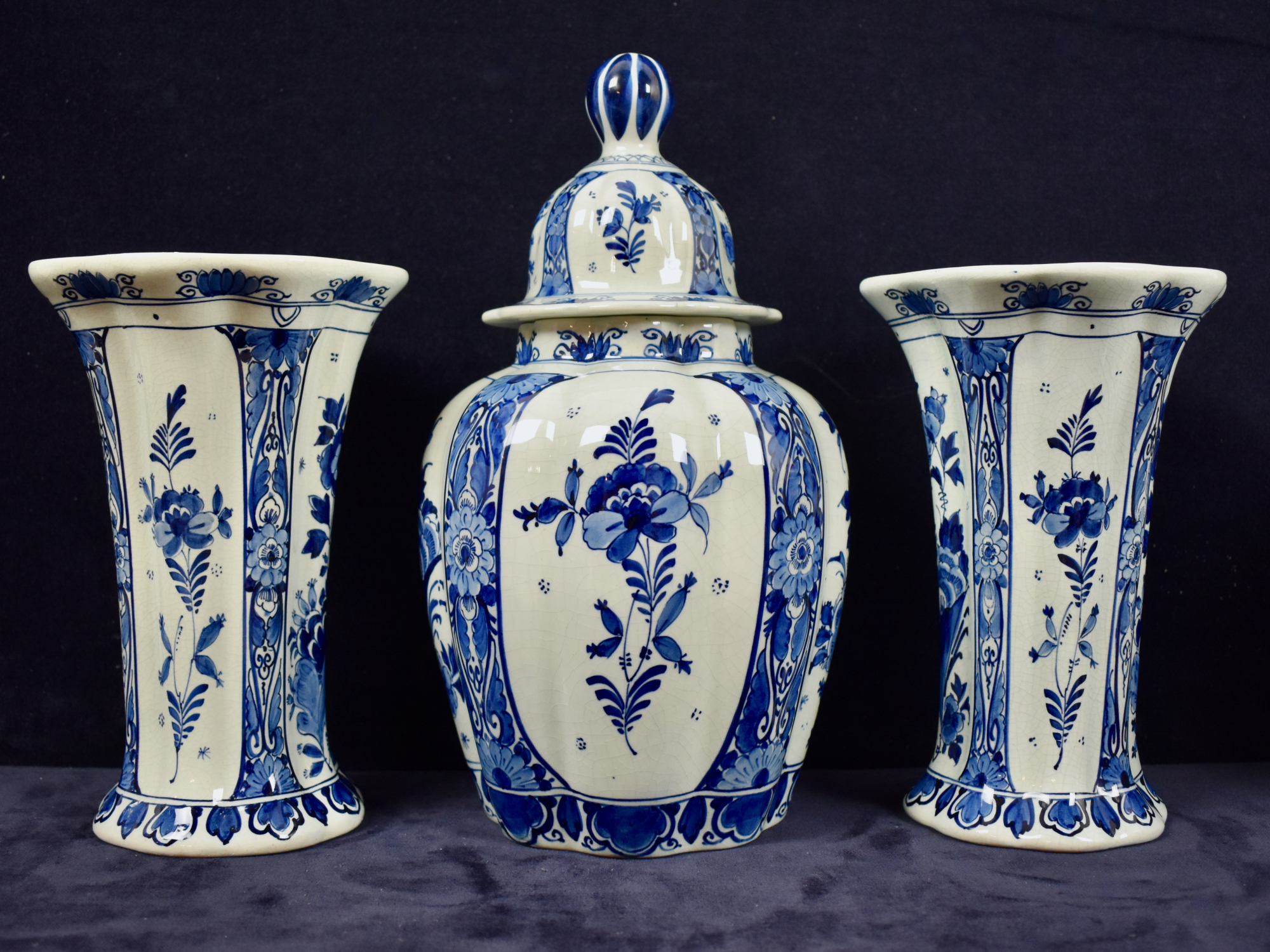 Antique Dutch Blue & White Royal Delft Hand Painted Five Piece ...