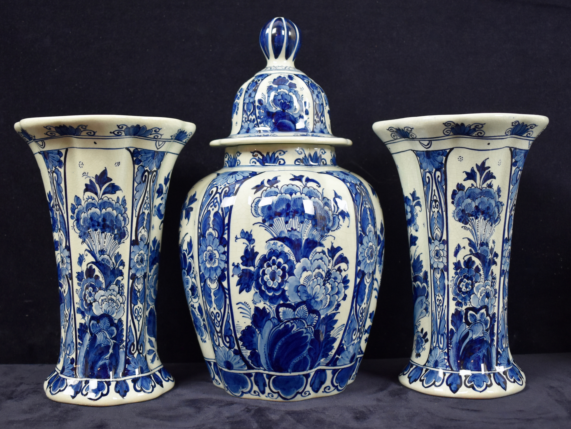 Antique Dutch Blue & White Royal Delft Hand Painted Five Piece ...