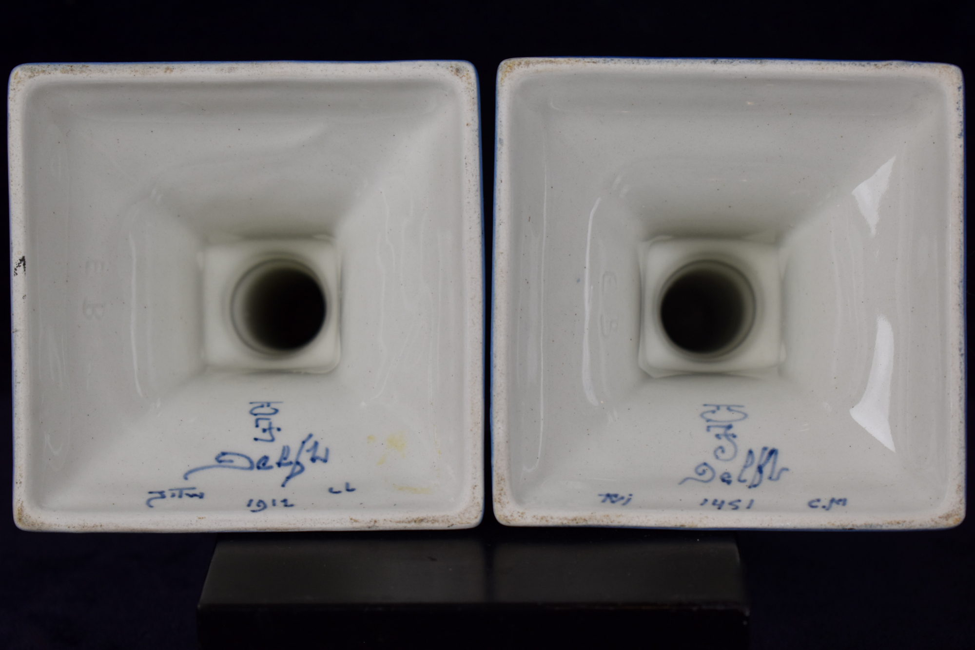 Dutch Blue & White Royal Delft Clock Set. Mantel Clock & Two Candle ...