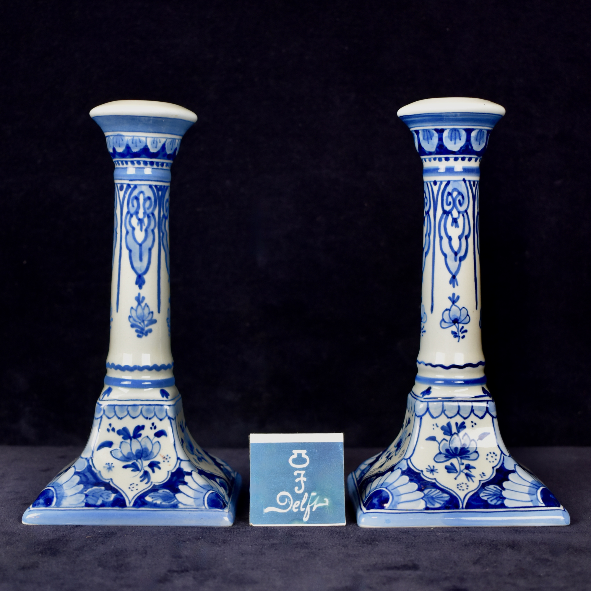 Dutch Blue & White Royal Delft Clock Set. Mantel Clock & Two Candle ...