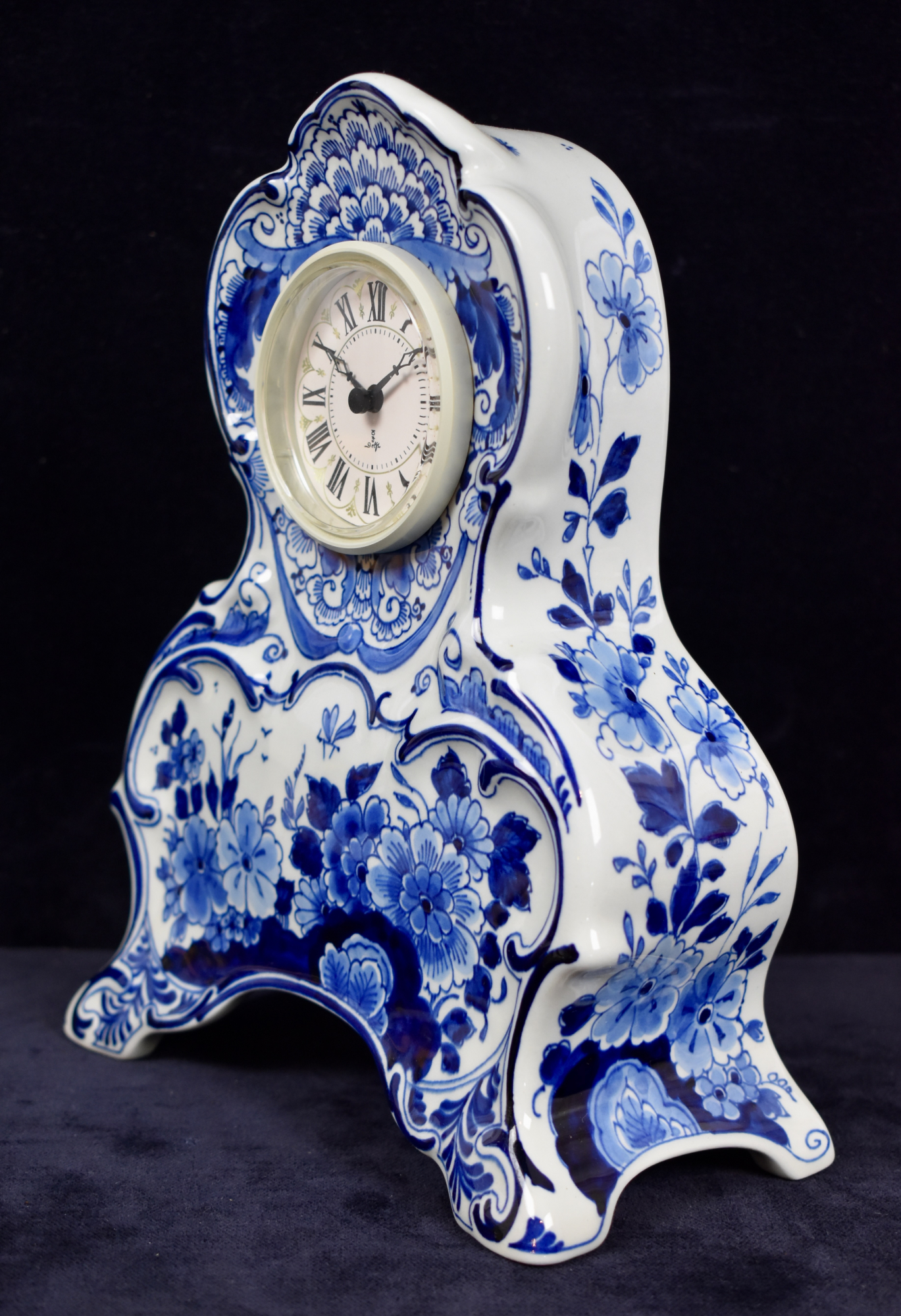Dutch Blue & White Royal Delft Clock Set. Mantel Clock & Two Candle ...