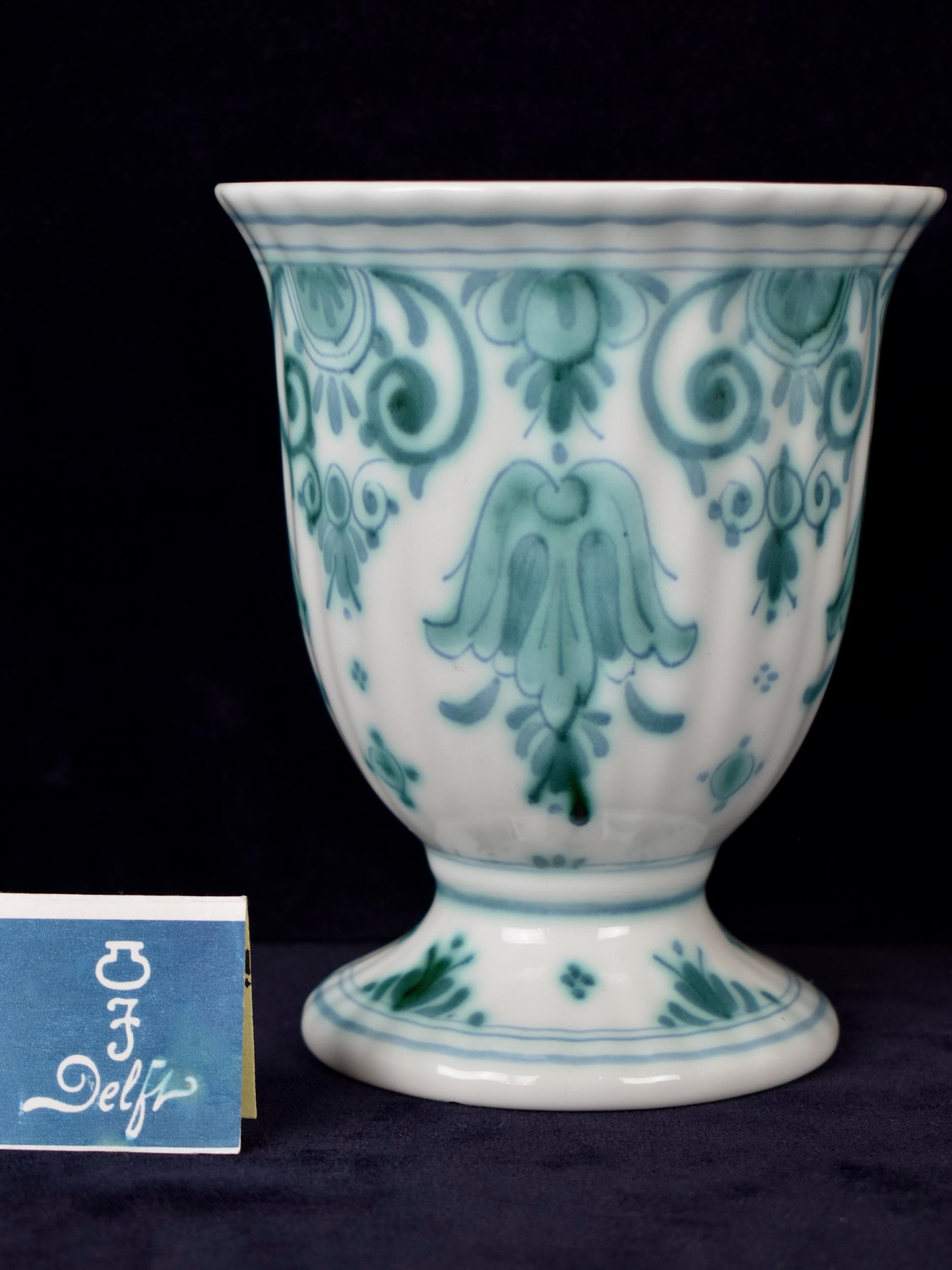 Rare Dutch Green & White Royal Delft Delvert Footed Vase - 1970 - ROYAL ...