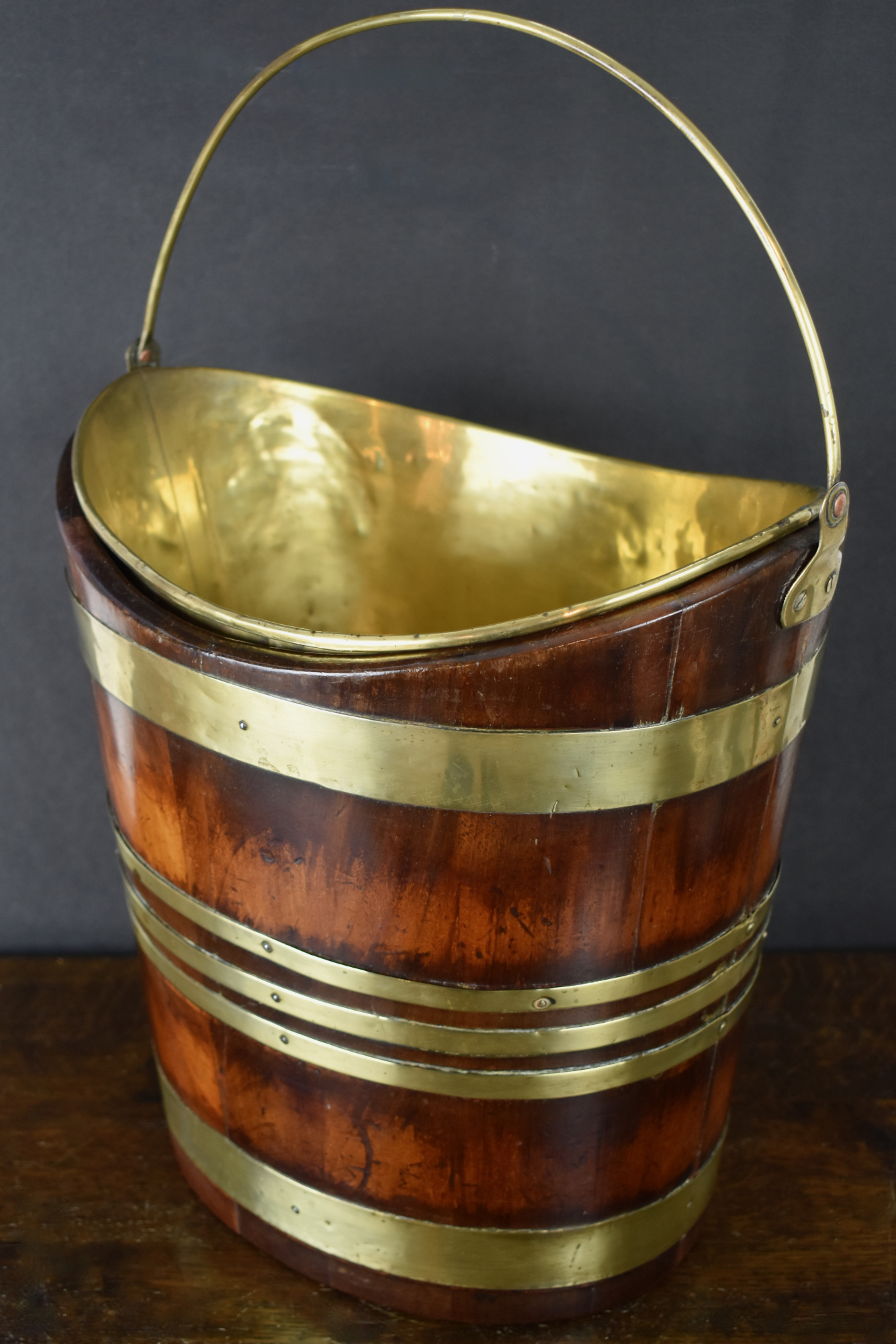 Antique Dutch Late 18th Century Brass Bounded Mahogany Tea-Bucket. | Hart