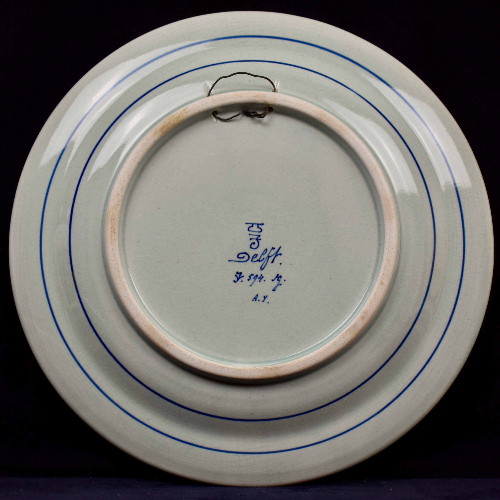 Dutch Blue & White Royal Delft Farming Plate – Raking The Hay 1929 | Hart
