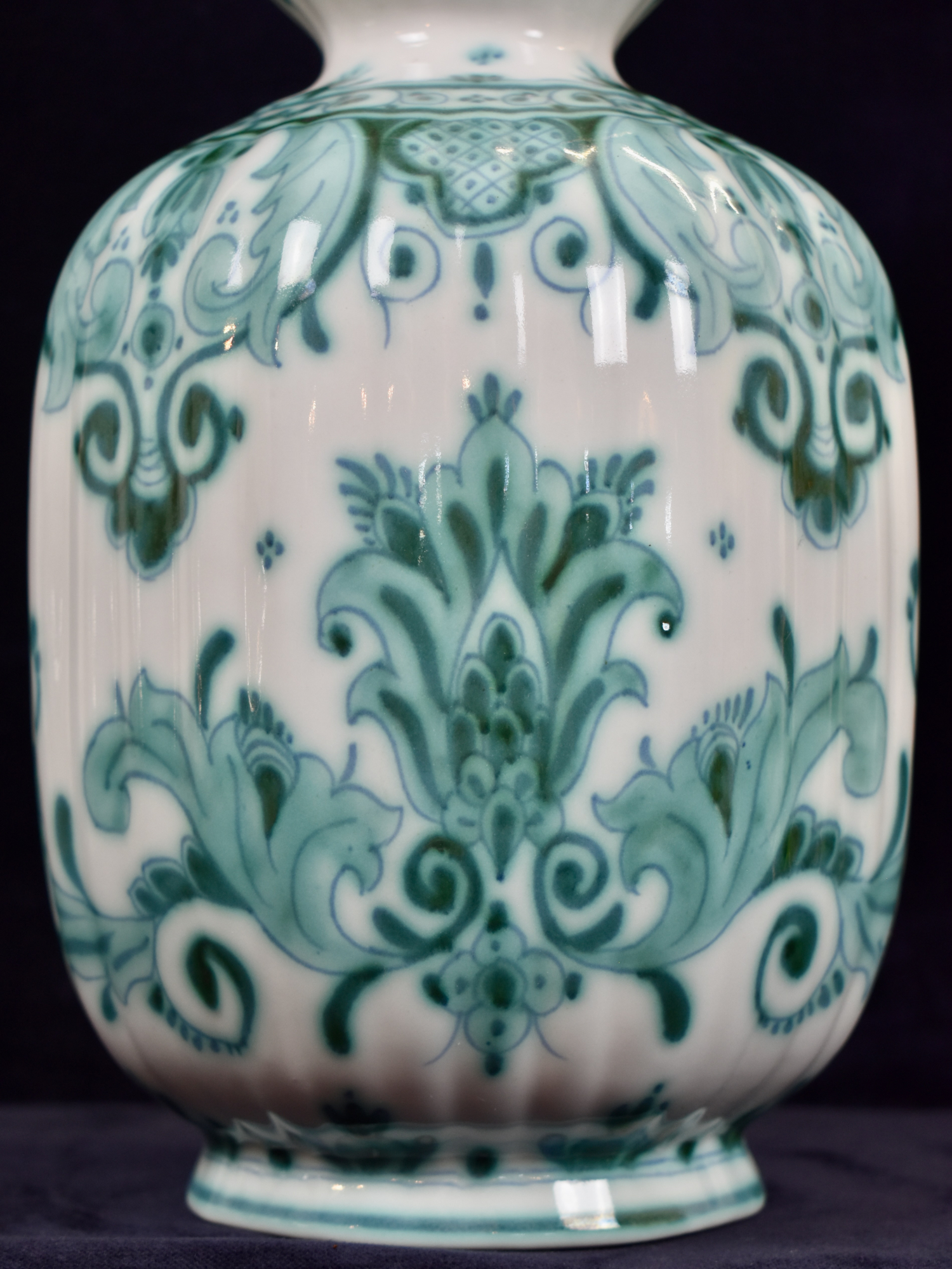 Rare Dutch Green & White Royal Delft “Delvert” Hand Painted Double ...