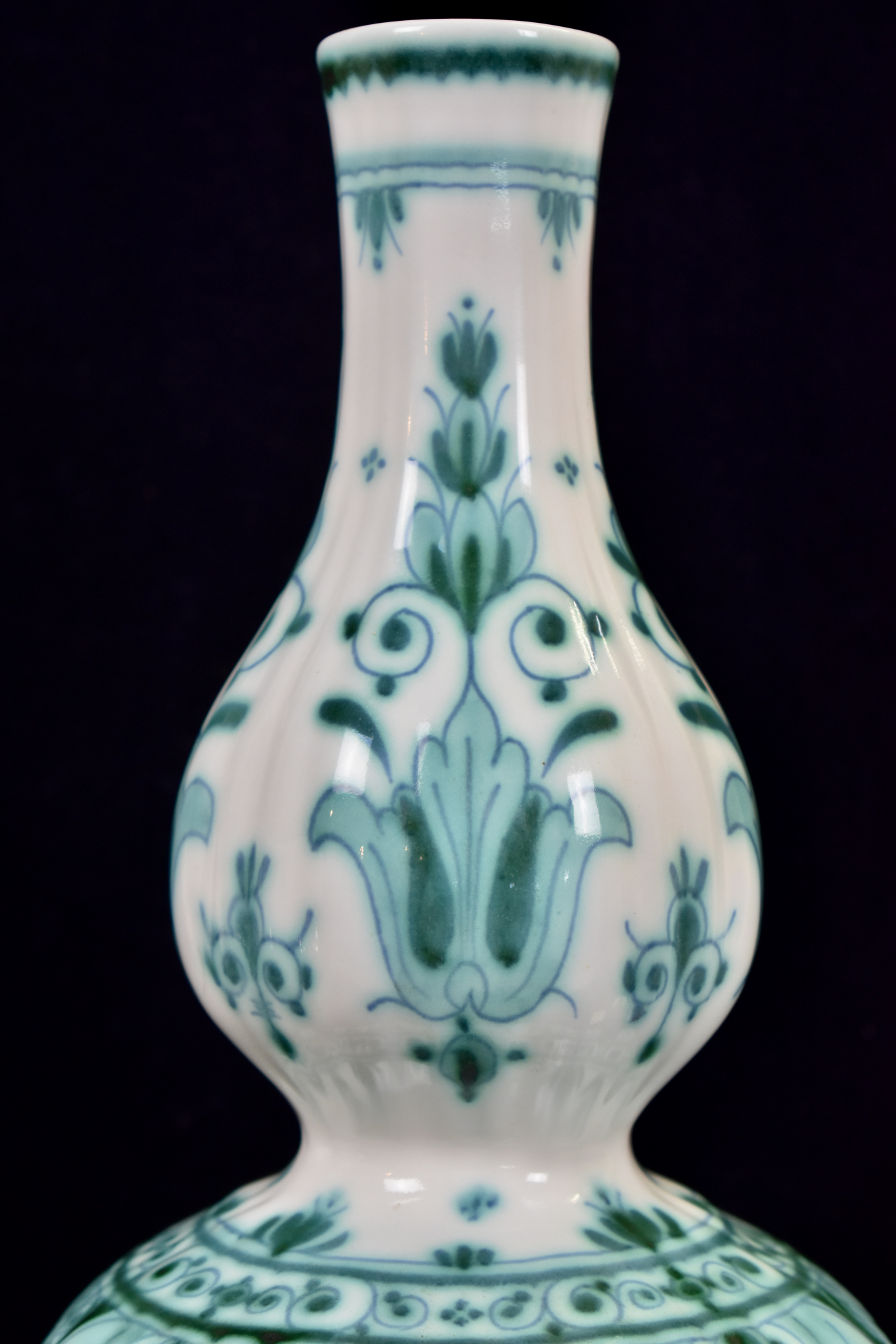 Rare Dutch Green & White Royal Delft “Delvert” Hand Painted Double ...