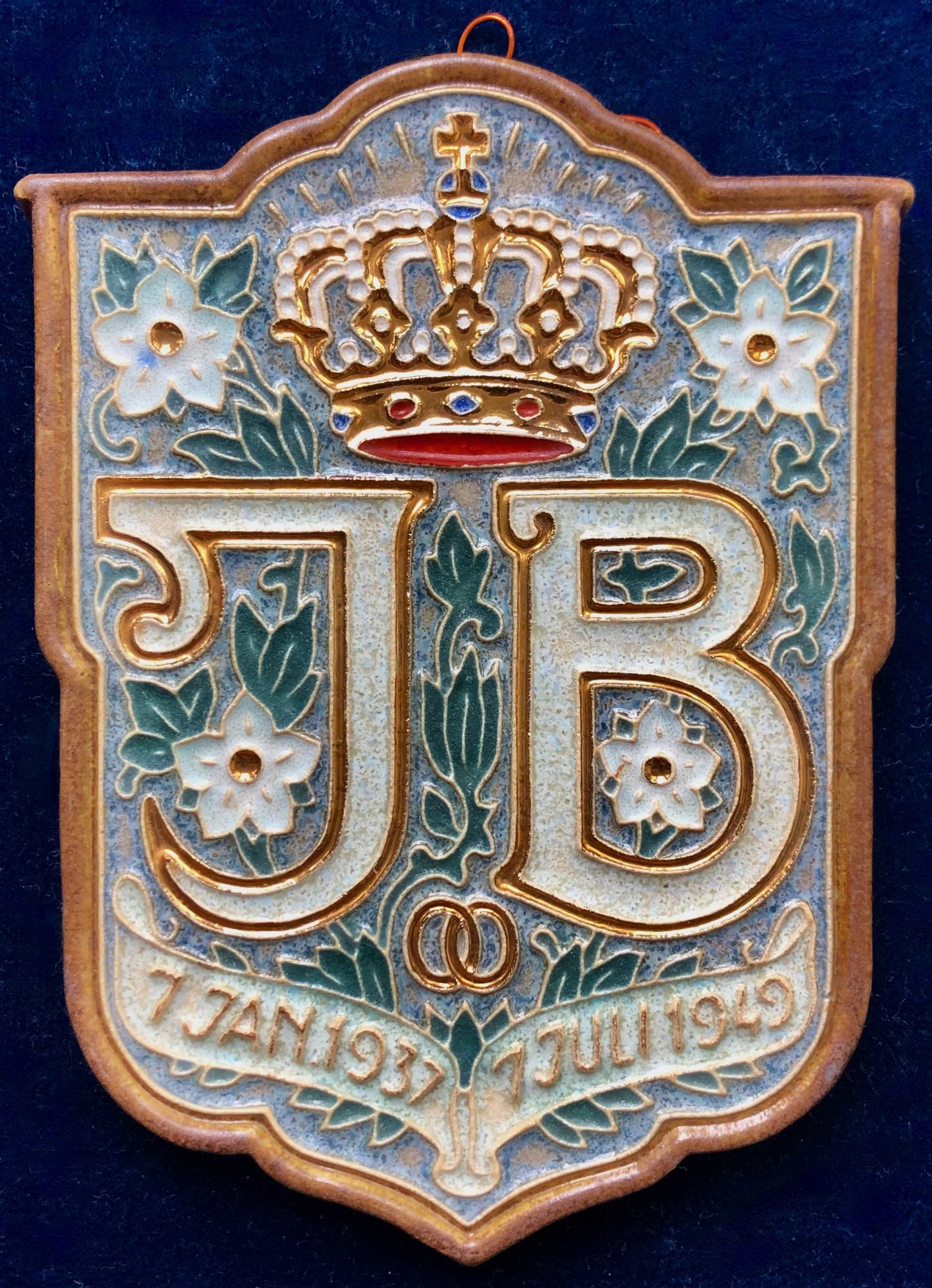 Royal Delft Royal Family Cloisonné Tile. 12,5 Years Wedding Aniiversary ...