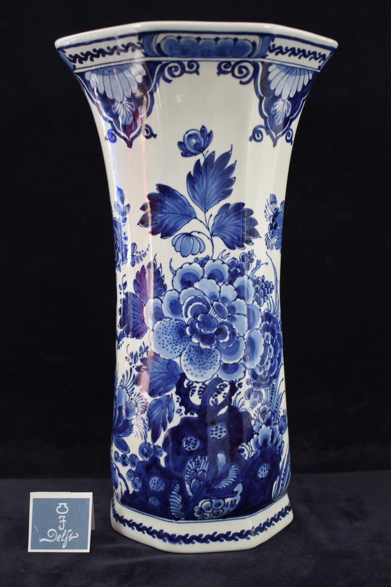 Large Dutch Blue & White Royal Delft Hand Painted Beaker Vase - 1964 ...