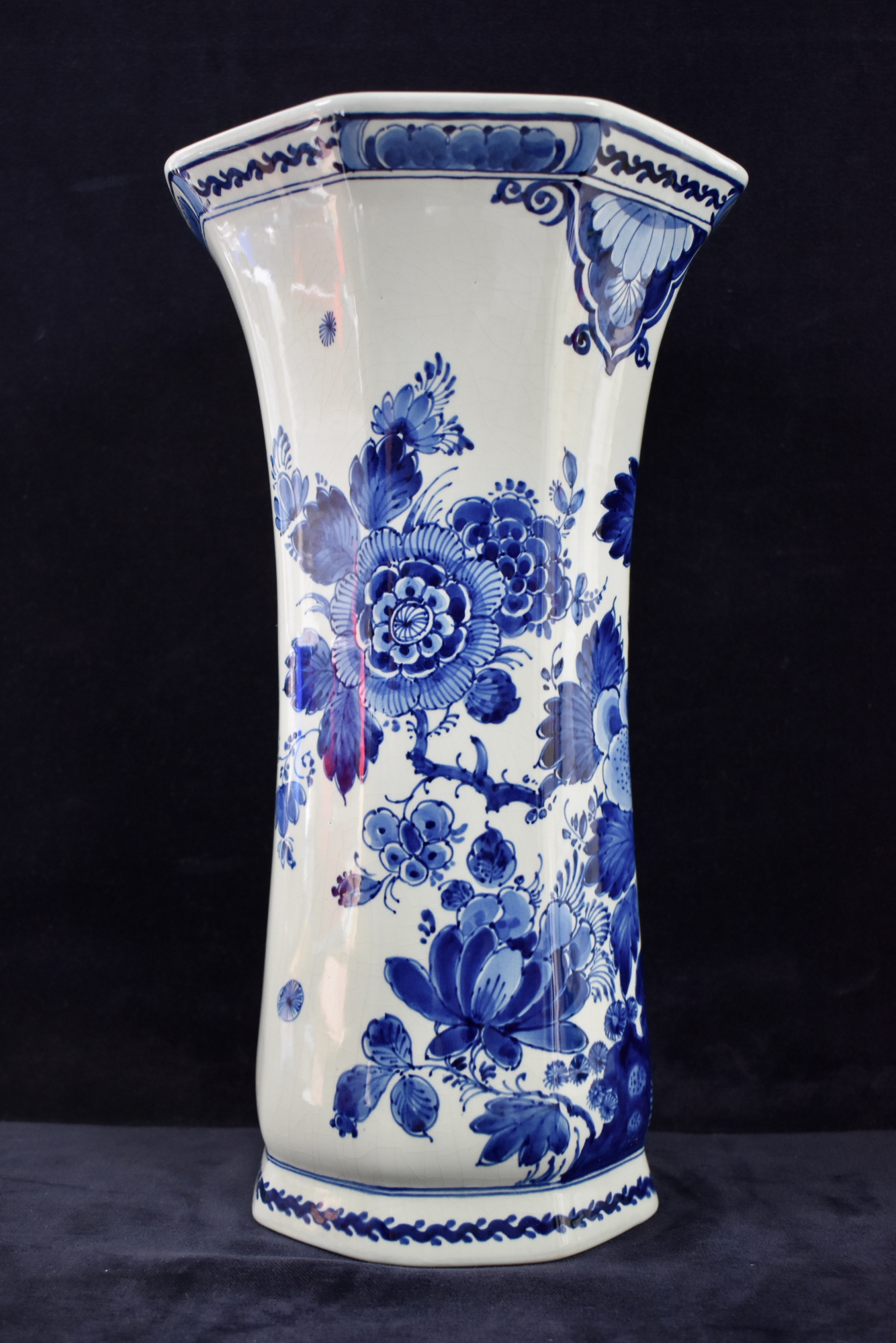 Large Dutch Blue & White Royal Delft Hand Painted Beaker Vase - 1964 ...