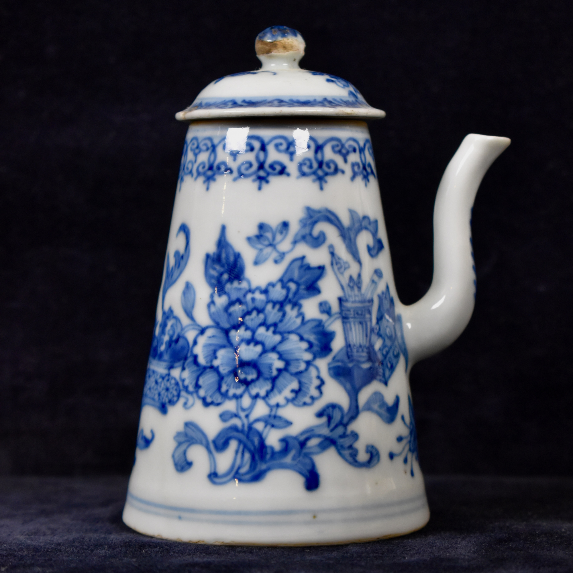 Antique Chinese Qianlong Blue & White Porcelain Lighthouse Teapot and ...
