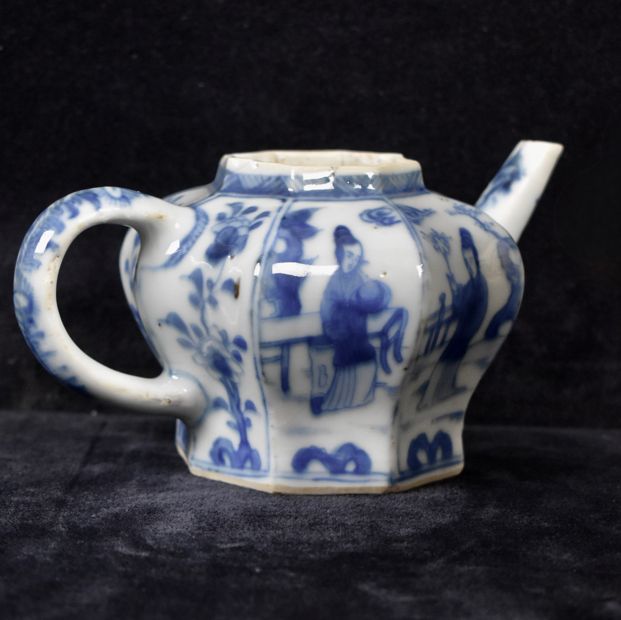 Antique Octagonal Chinese Export Blue & White Kangxi Porcelain Teapot ...
