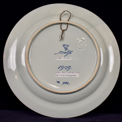 Antique Dutch Hand Painted Blue & White Royal Delft Royal Birth Plate ...