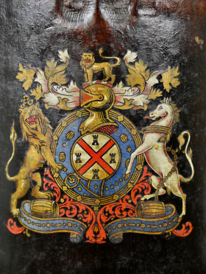 Antique English Leather Military Gunpowder Bucket / Shell Carrier | Hart