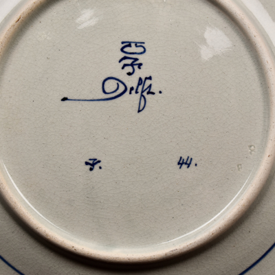 Antique Dutch Blue & White Royal Delft Commemorative V.O.C. Plate J.P ...