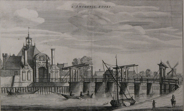 MUIDERSTRAAT St Anthonis Poort. O. Dapper 1663. Antieke Kopergravure ...