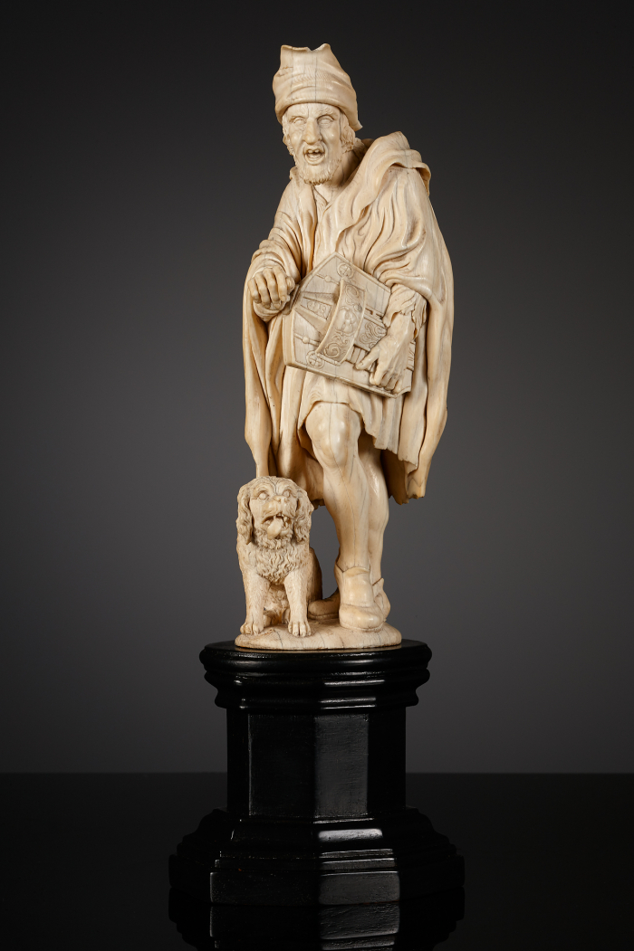 French Ivory Statuette of a Hurdy Gurdy Man | ArtListings