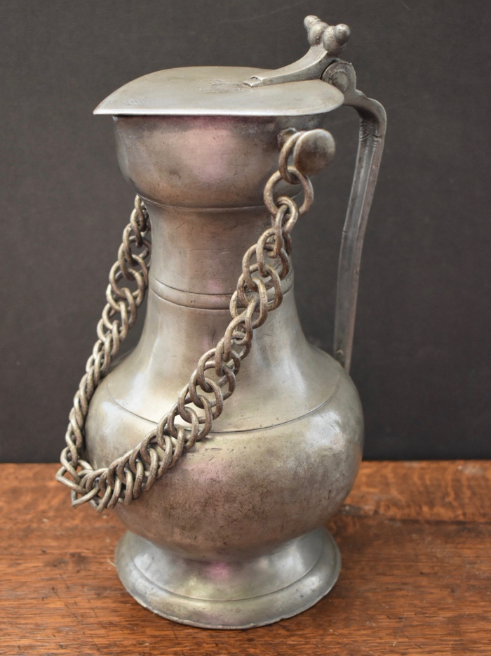 Large Antique Swiss Pewter Flagon - Wallis | Hart
