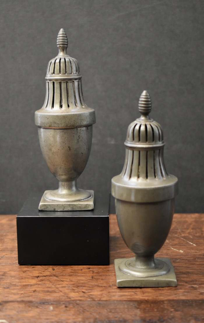 Two Antique Dutch Empire Pewter Casters SOLD | Hart
