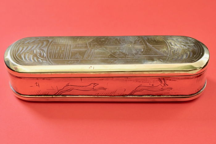 Antique Dutch 18th Century Engraved Brass and Copper Tobacco Box. | Hart