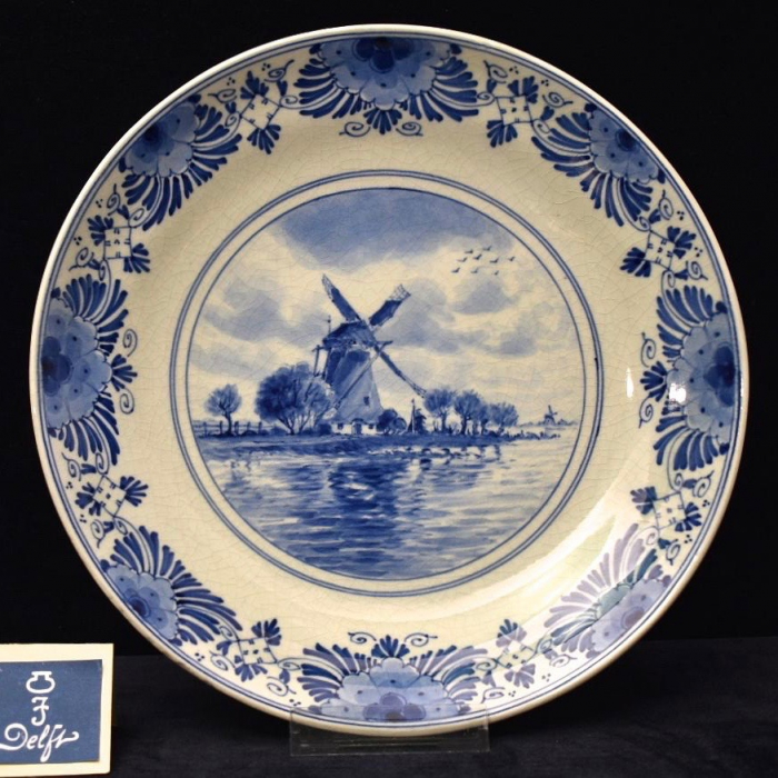 Dutch Blue & White Royal Delft Plate with a Windmill - 1948. SOLD ...