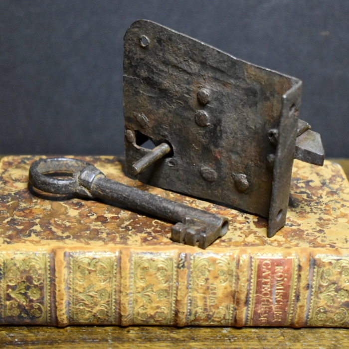 Antique German 18th Century Iron Lock with Key. SOLD | Hart