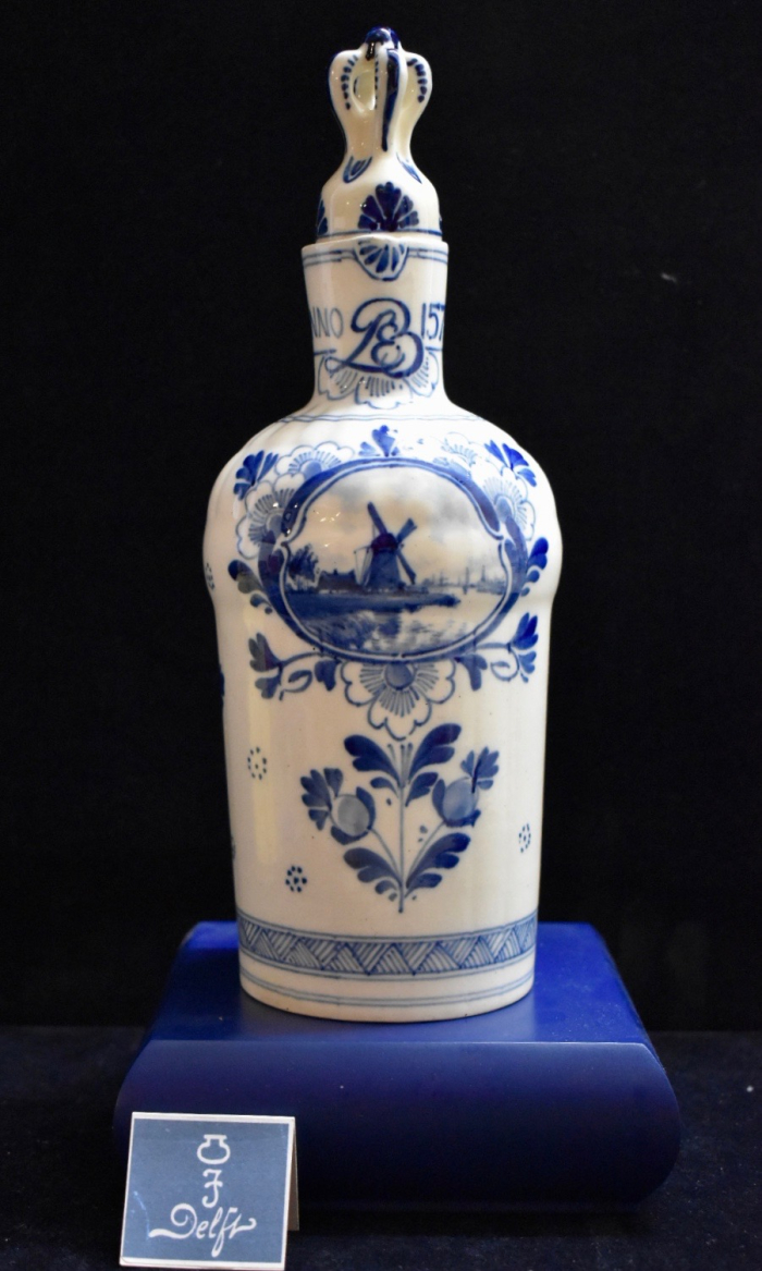 Antique Dutch Blue & White Royal Delft Hand Painted Genever / Liqueur ...