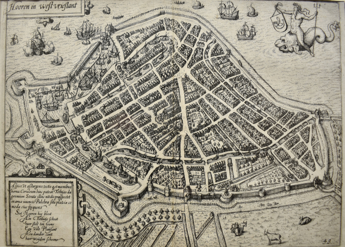 Plattegrond HOORN in 1582 - L. Guicciardini 1625. Antieke originele Ets ...