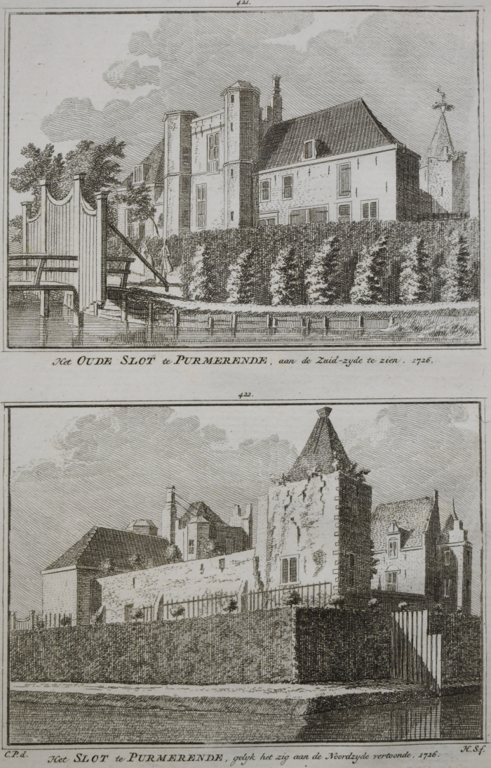 PURMEREND – Oude Slot in 1726. Hendrik Spilman. Antieke Kopergravure ...