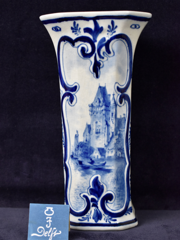 Rare Antique Dutch Blue & White Royal Delft Hand Painted Beaker Vase ...