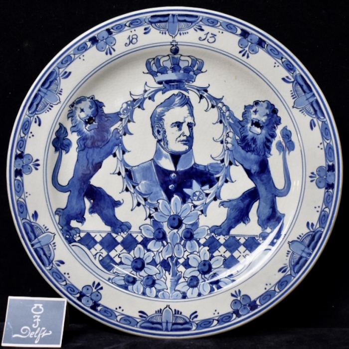 Antique Dutch Blue & White Royal Delft Hand Painted Commemorative Plate ...