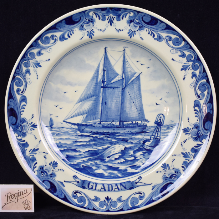 GLADAN - Dutch Blue & White Regina Delft Hand Painted Maritime Tall ...