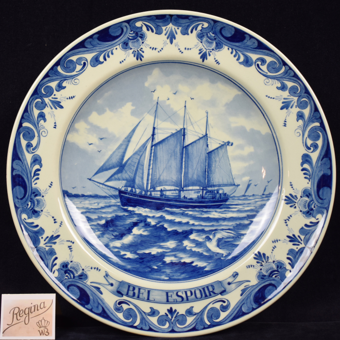BEL ESPOIR - Dutch Blue & White Regina Delft Hand Painted Maritime Tall ...