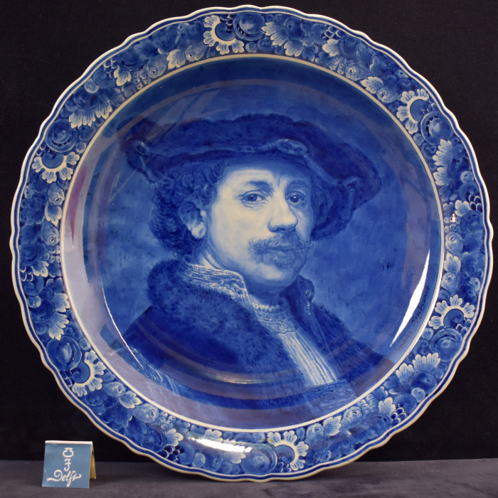 Blue & White Royal Delft Wall Charger. Self-Portrait of Rembrandt ...