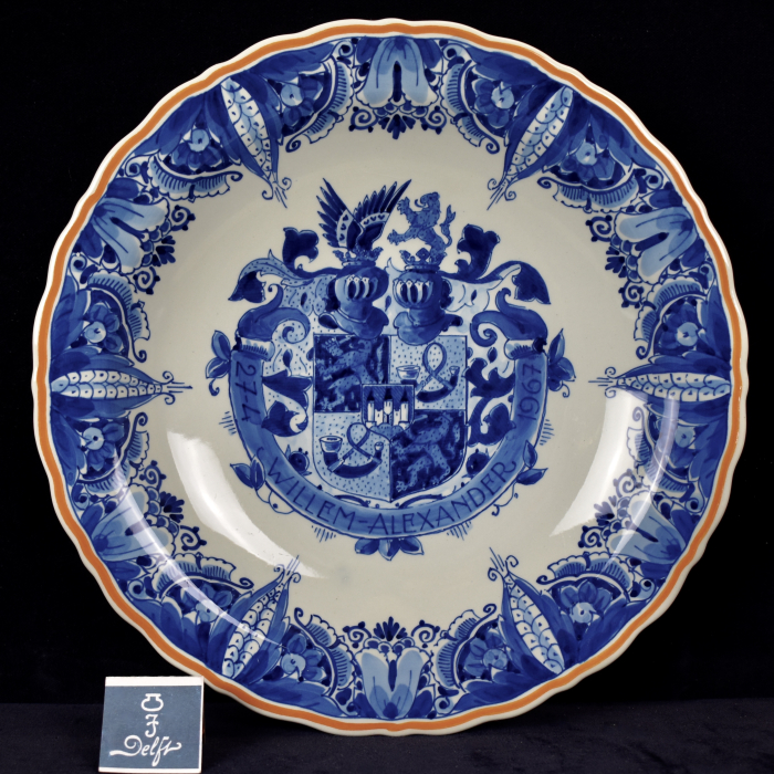 Dutch Blue & White Royal Delft Royal Commemorative Large Plate Birth ...