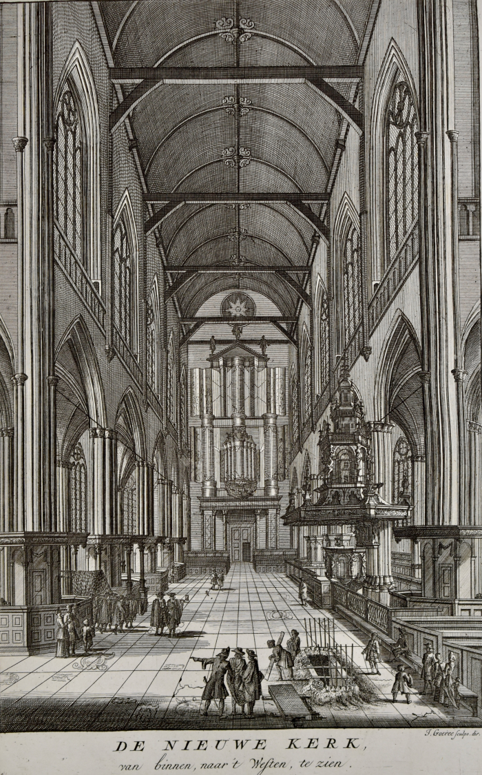 DAM - DE NIEUWE KERK van binnen, naar ’t Westen te zien. J. Wagenaar ...