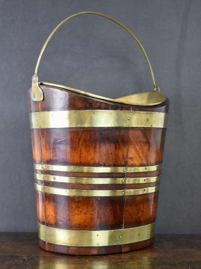 Antique Dutch Late 18th Century Brass Bounded Mahogany Tea-Bucket. | Hart