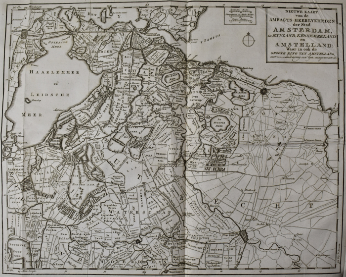 Antique Map of Region Amsterdam, Rijnland, Kennemerland & Amstelland ...