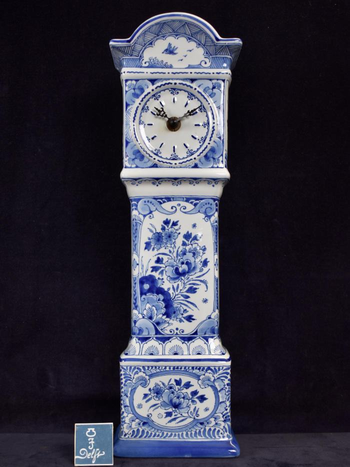 Dutch Blue & White Royal Delft Hand Painted Miniature Long Case Clock ...