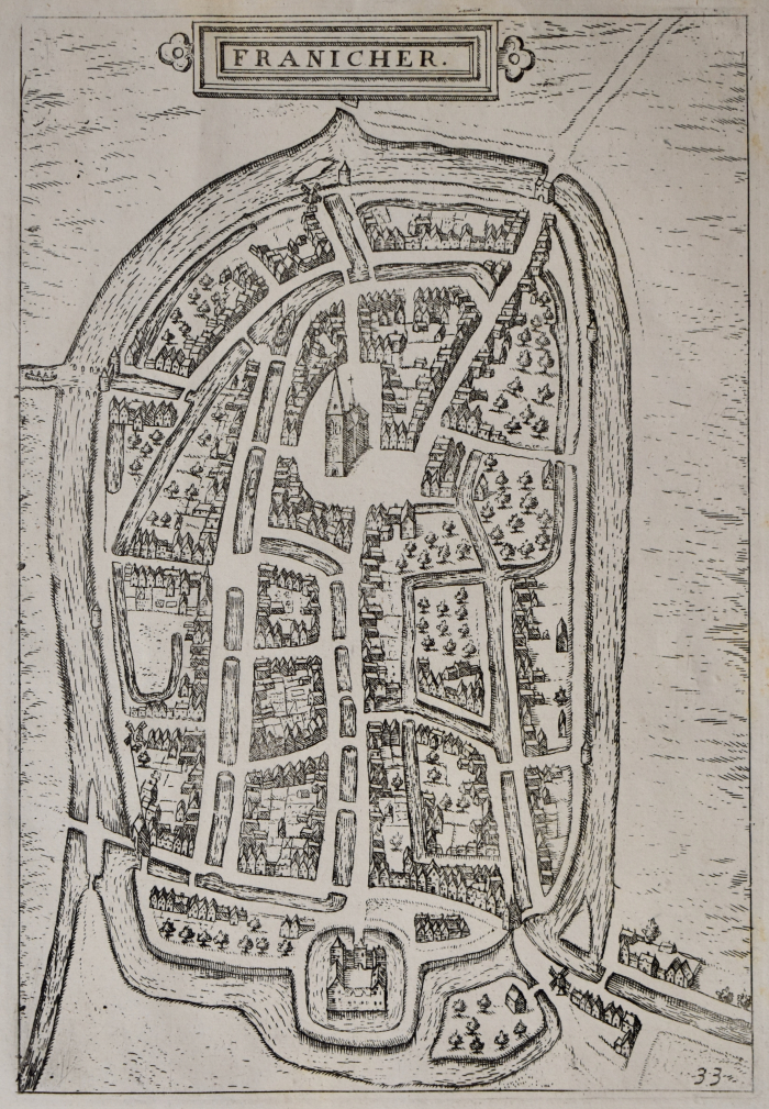 Map of FRANEKER / FRANICHER. Lodovico Guicciardini ANNO 1609. Antique ...