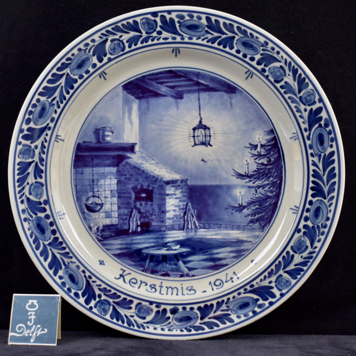 Large Dutch Blue & White Royal Delft Hand Painted Christmas Plate ...