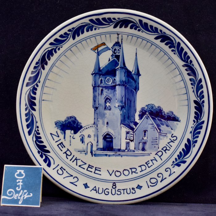 Antique Dutch Red, Blue & White Royal Delft Commemorative Plate ...
