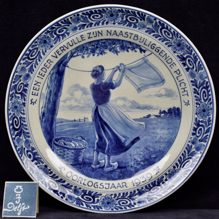 Rare Dutch Blue & White Royal Delft Commemorative War Plate - 1939 ...