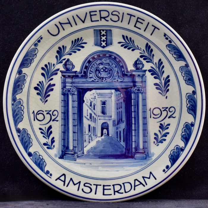 Dutch Blue & White Royal Delft Commemorative Plate Amsterdam University ...