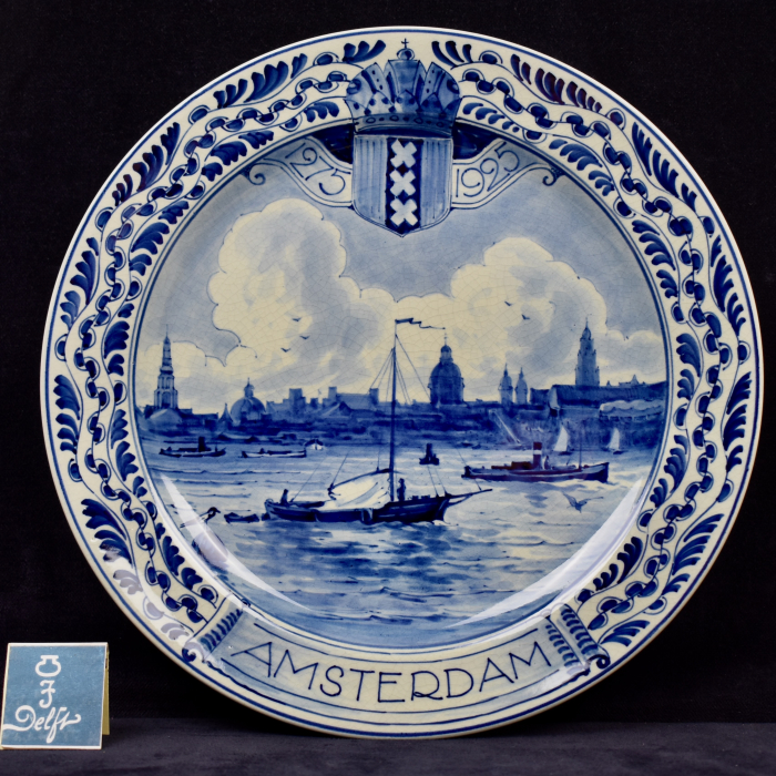 AMSTERDAM 750 YEARS. Antique Royal Delft Plate. Amsterdam 650 Years ...