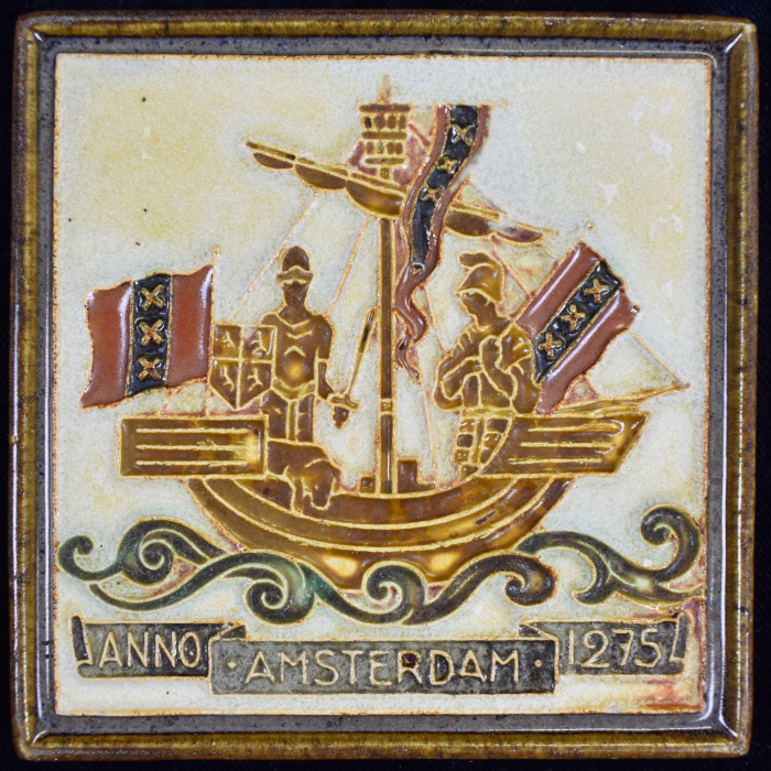 AMSTERDAM 750 JAAR Antieke De Porceleyne Fles Cloisonné Tegel ...