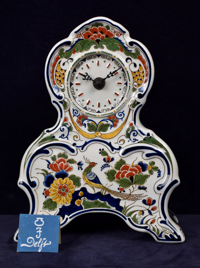 Small Dutch Polychrome Royal Delft Hand Painted Mantel Clock - 1989 ...