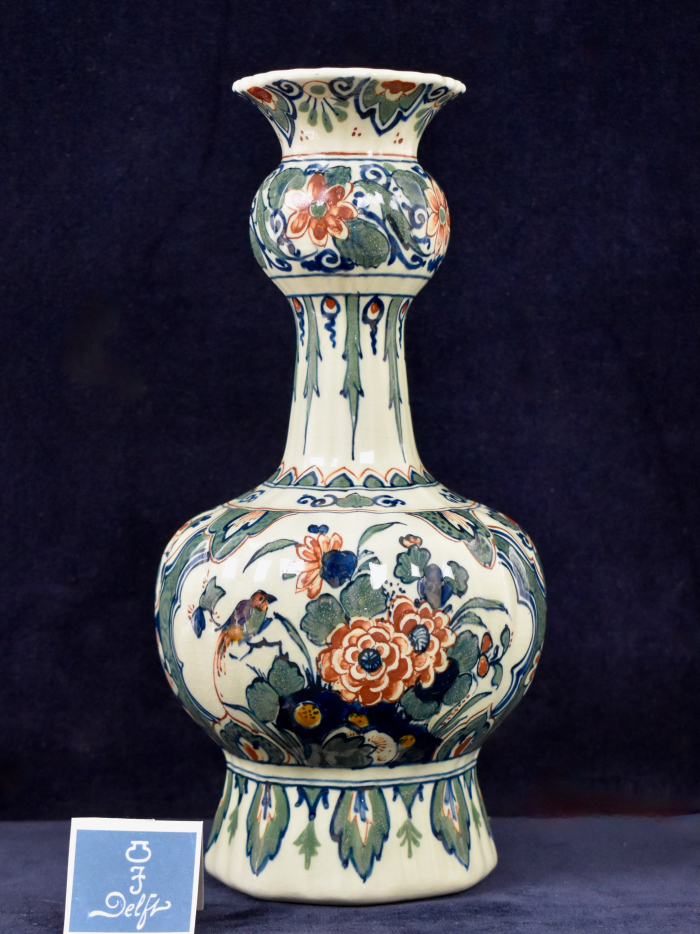 Antique Dutch Polychrome Royal Delft Hand Painted Onion-Necked Vase ...