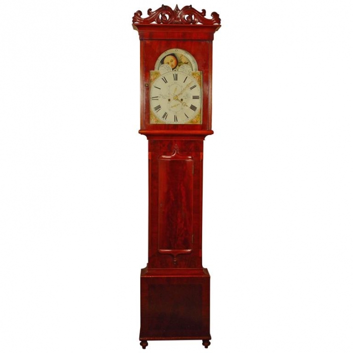 A Welsh mahogany longcase clock with moonphase W. Rowland Pwllheli ...
