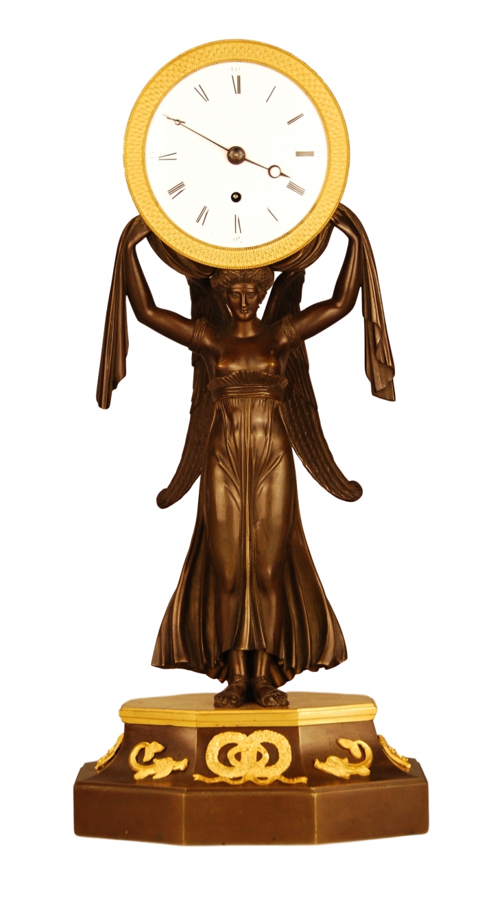 M164 Bronze 'Aurora' clock with fusee movement. | ArtListings